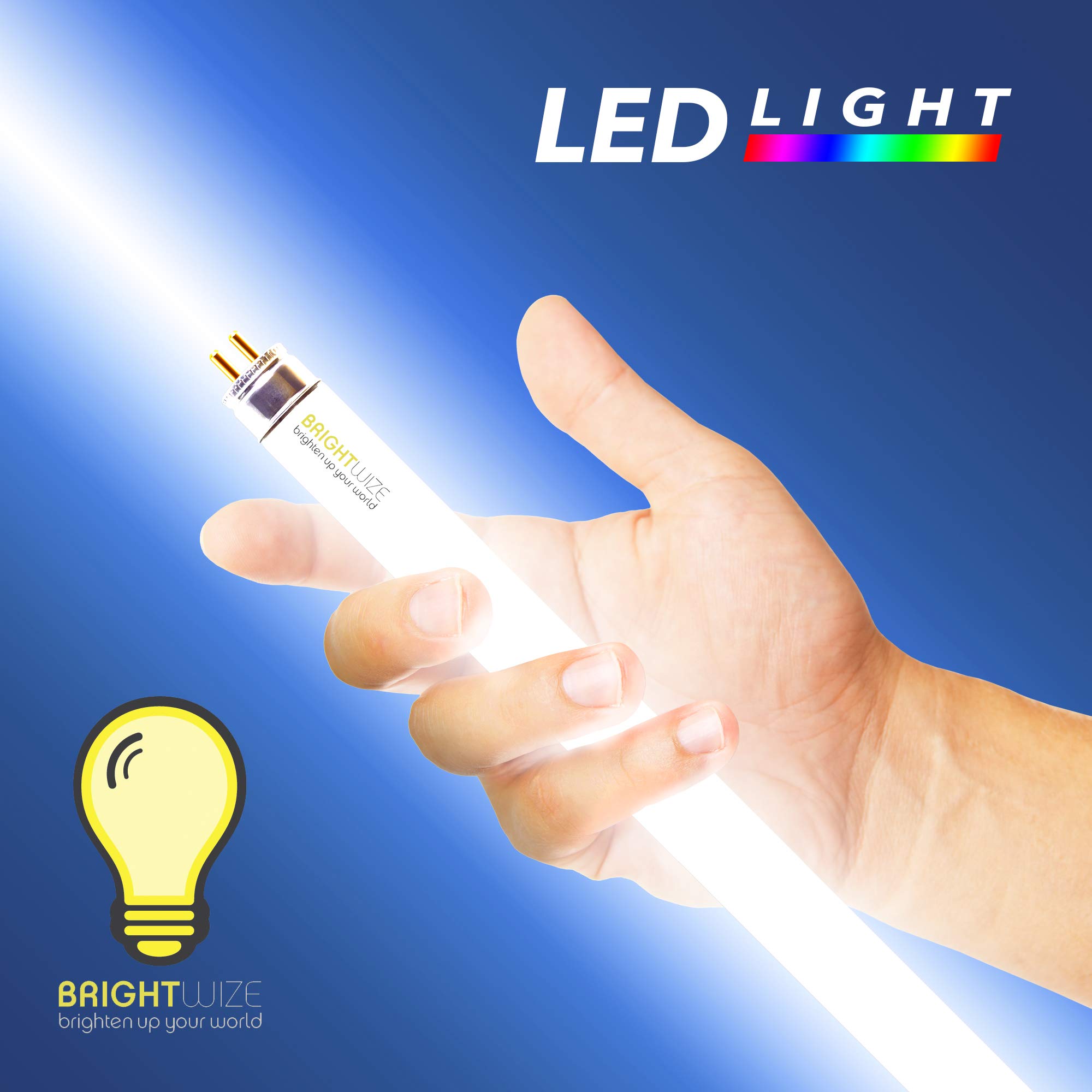 BrightWize F8t5ww LED Replacement F8t5 LED 5 Watts 500 Lumens Warm White 3000k F8 T5 Pack of 3 Bulbs