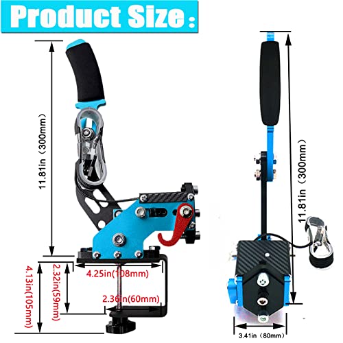 Obokidlyamor 64Bit USB Handbrake For 2 IN 1 Compatible with Microsoft PS4/PS5 Console Controller and PC system; Work on For Logitech G29 Racing Steering wheel (For PS4/PC, Blue)