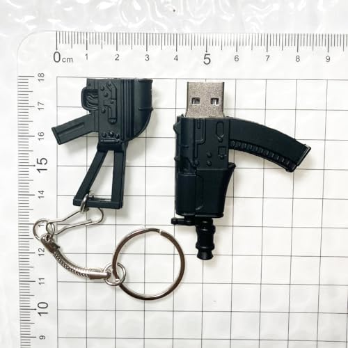 Cartoon USB 2.0 Flash Drive Memory Thumb Stick Date Storage Jump Pendrive Cute Funny Gun Shape with Key Chain for Computer Laptop Novelty Gift AK47 128GB