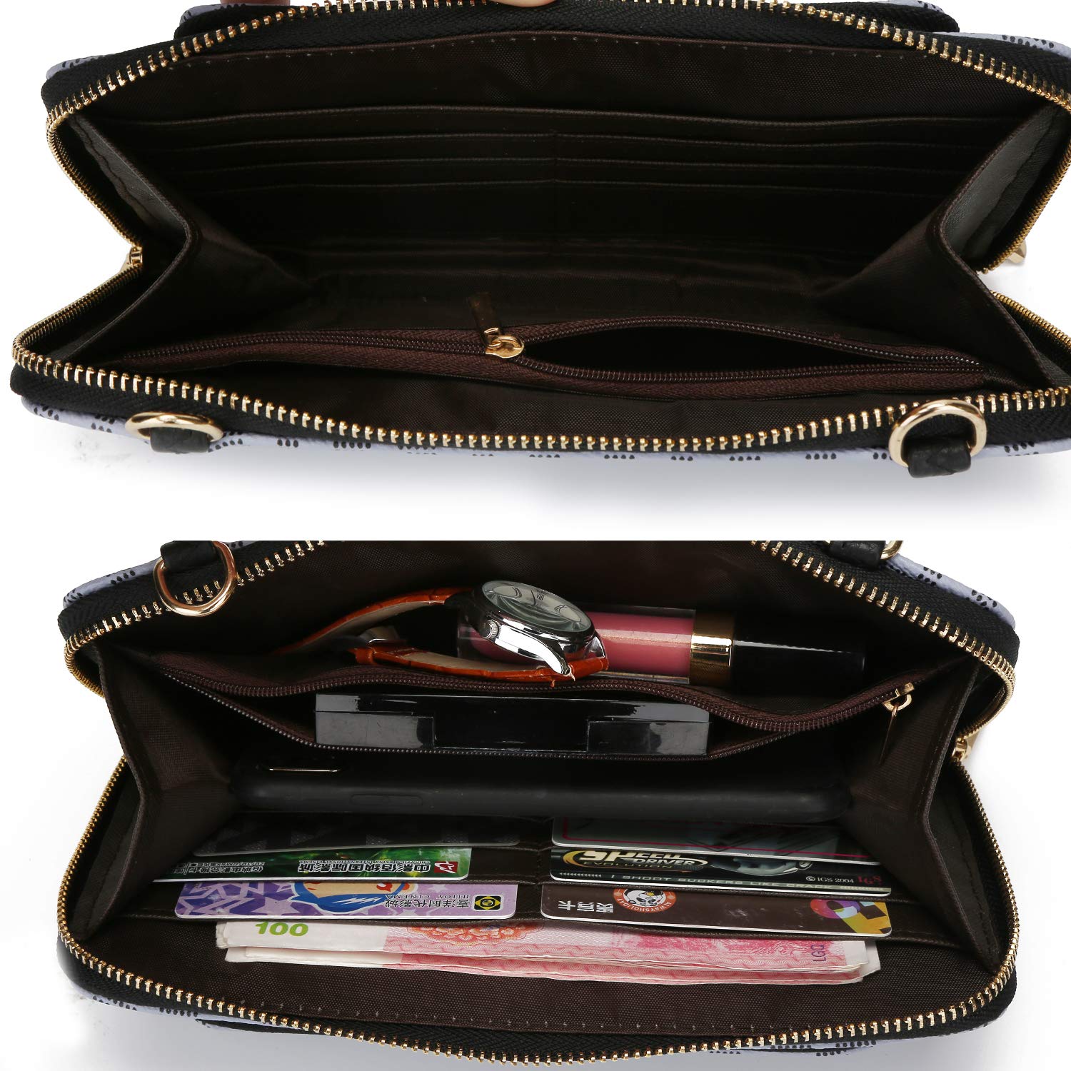 Mia K Collection Crossbody Wallet Handbag for Women, Multi Pockets Wristlet Bag PU Leather Clutch Purse Red