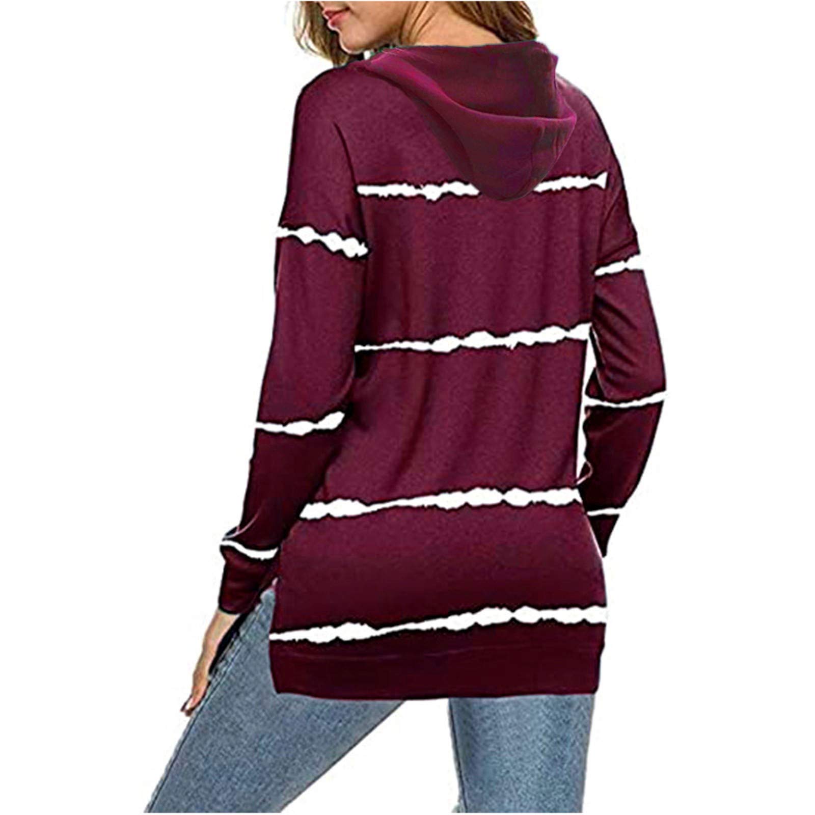 CKCC Sweatshirts Sweaters Women Crew Neck Sweater Womens Puffy Sleeve Pullover Tye dye Clothing Lips Long Shirt Bling Tshirts ogreen Tops for Yellow t 00 # Wine 5X-Large