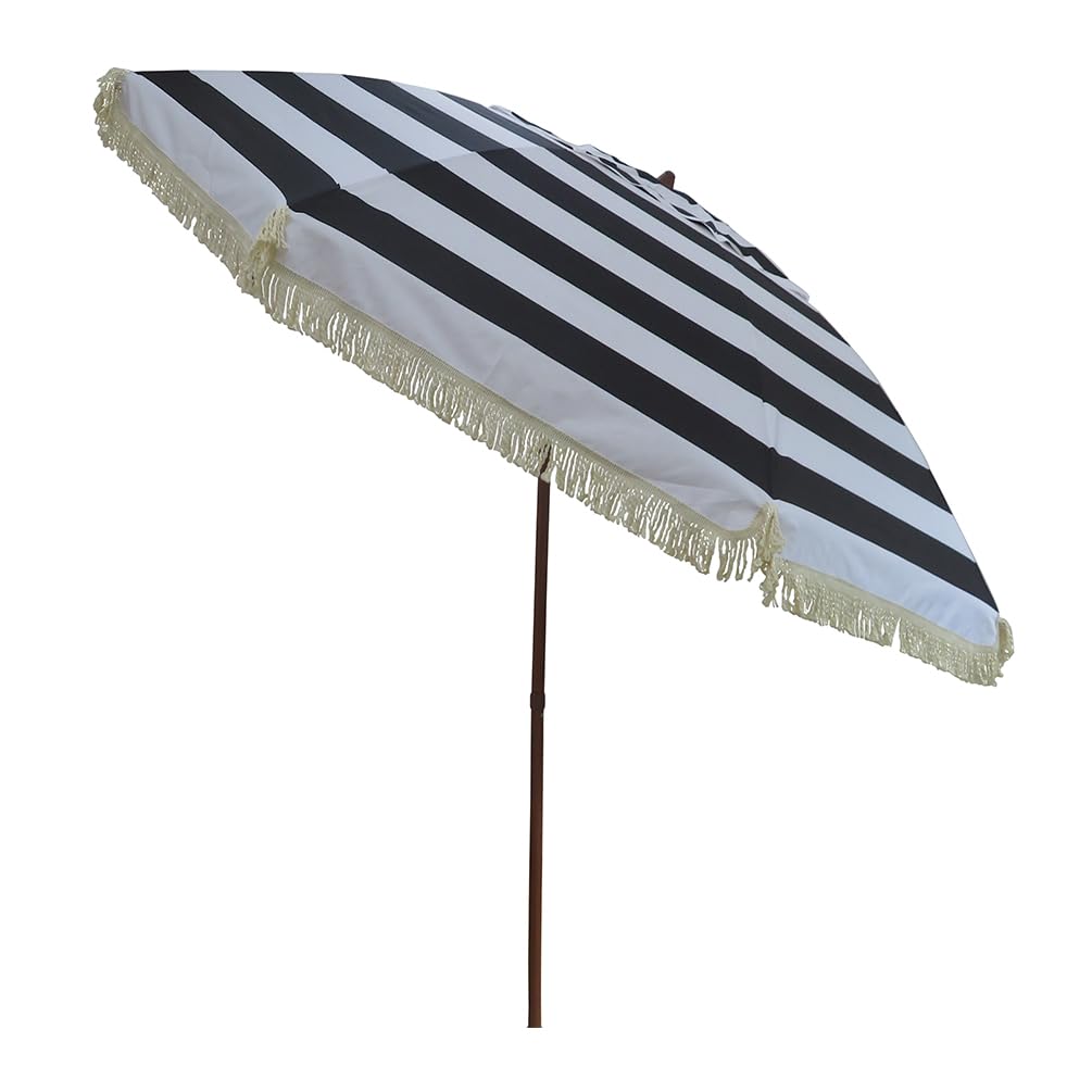 Bayside21 8 FT Tiki Umbrella Thatch Patio Umbrella Hawaiian Style Sunshade Aluminum Pole 16 Ribs UPF 50+ (8ft, Natural1)