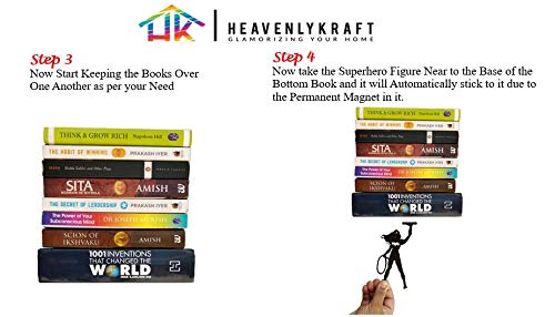 HeavenlyKraft Wall Mounted Metal Bookshelf Floating Bookshelf Supported by Superheros Invisible Bookshelf Metal Shelf Superhero Decoration Shelf Childrens Room Décor Model No. HK_251
