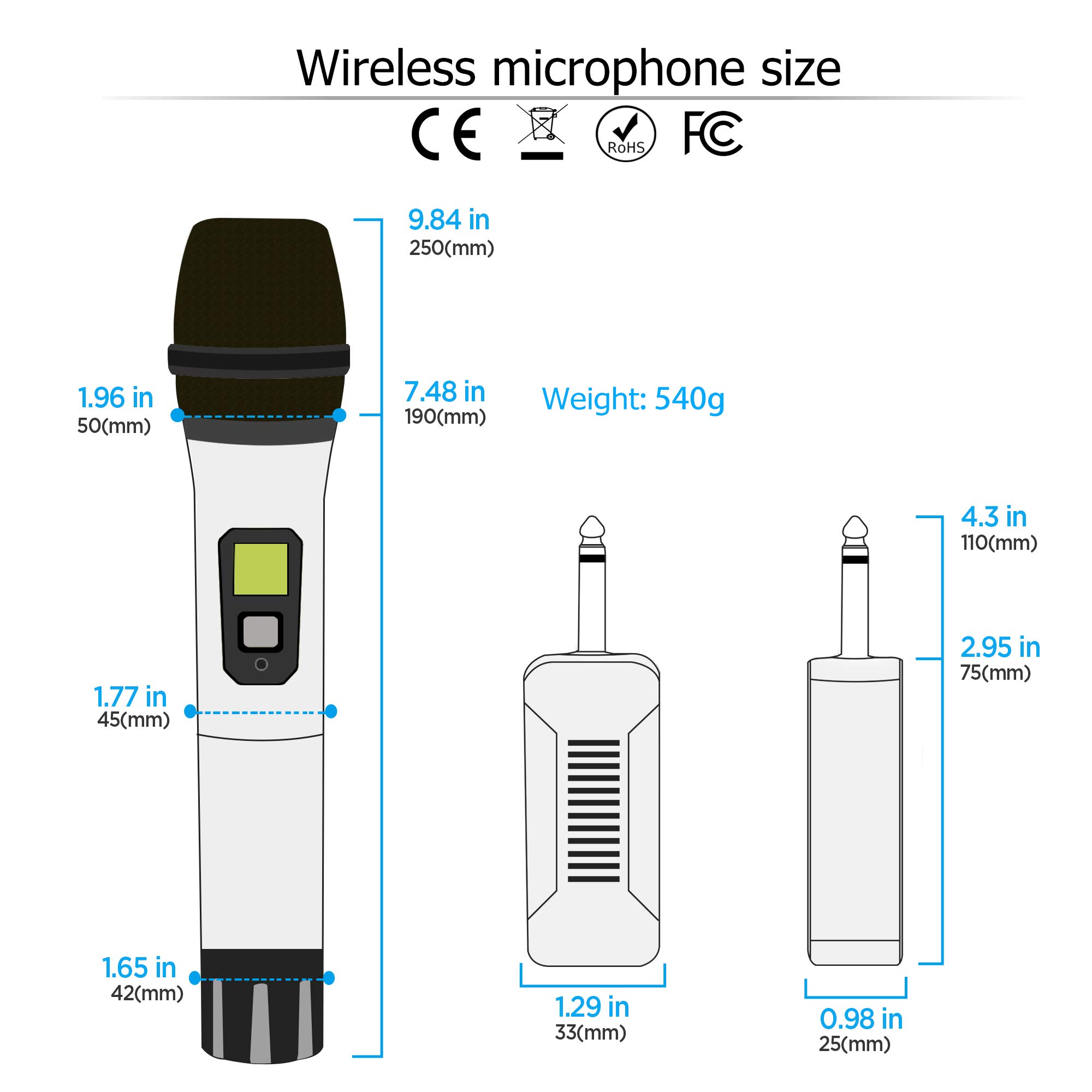 Bietrun Wireless Microphones with Echo, Easy-to-Use, Auto Connect, 160 ft Range, 1/8''＆1/4''Output, UHF Dual Channel Cordless Handheld Dynamic Mics System for Church,Wedding, Karaoke, Speech, Singing