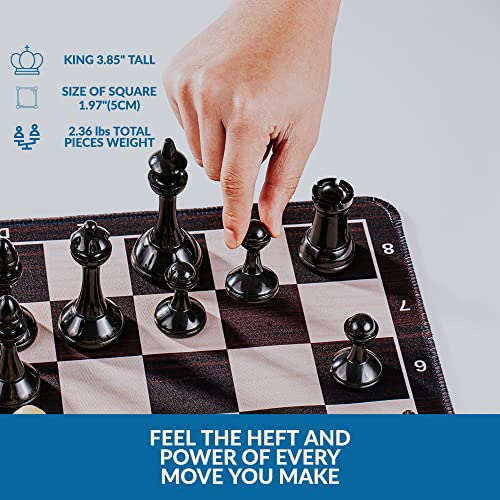 Prevision Chess - Chess Sets for Adults Unique Themed - Ecliptic Design Exotic Chess Set - 34 Weighted Chess Pieces - Roll Up Chess Boards for Adults - Travel Chess Set for Kids