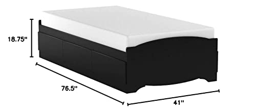 Prepac Twin Mate's Platform Storage Bed with 3 Drawers, Black