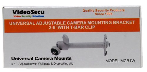 VideoSecu One Height Adjustable 2"-6" Camera Wall Ceiling Mount Bracket for CCTV CCD Box Body Camera Pan Tilt Bracket 1A2