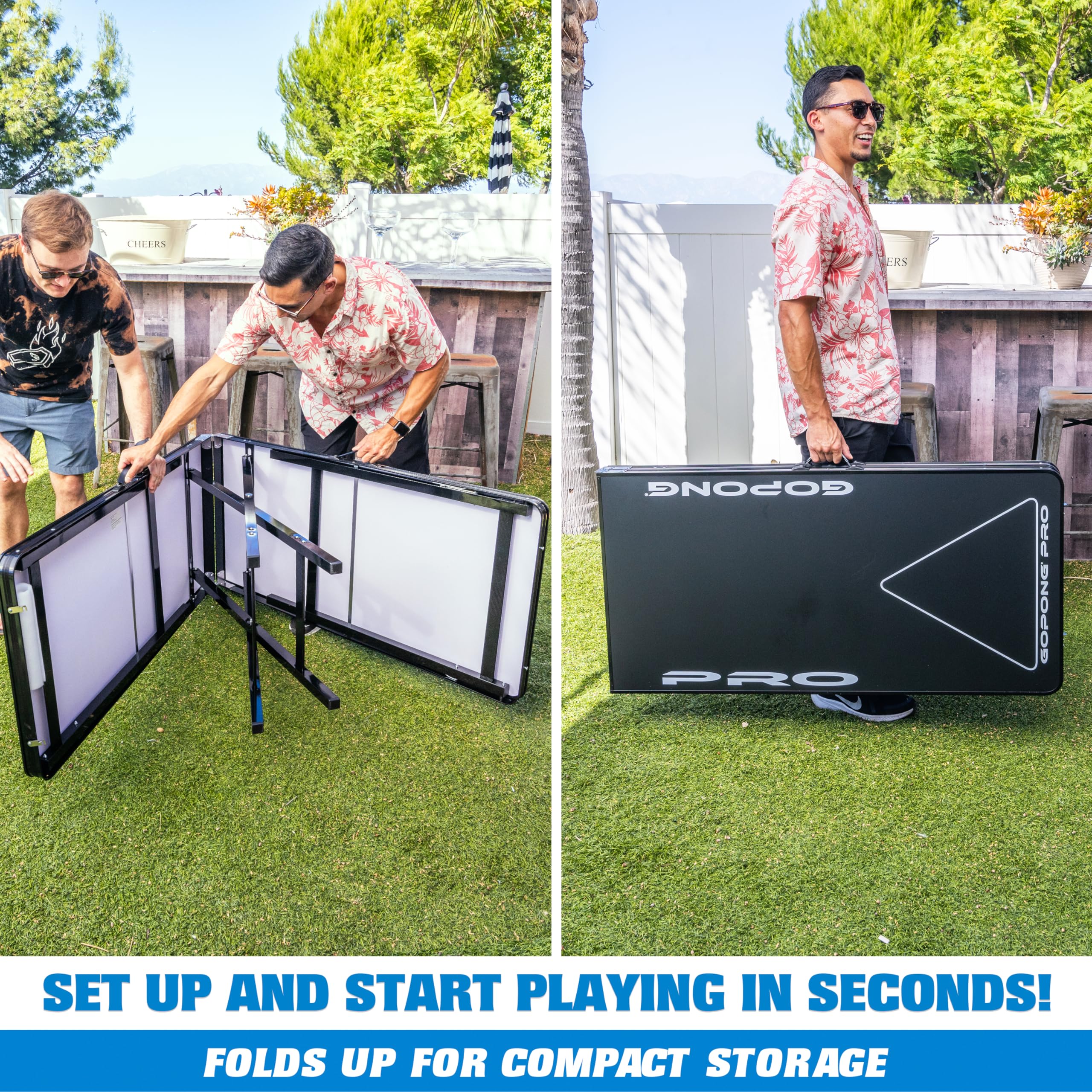 GoPong PRO 8 Foot Premium Beer Pong Table - heavy-duty (Black, 36-Inch Tall)
