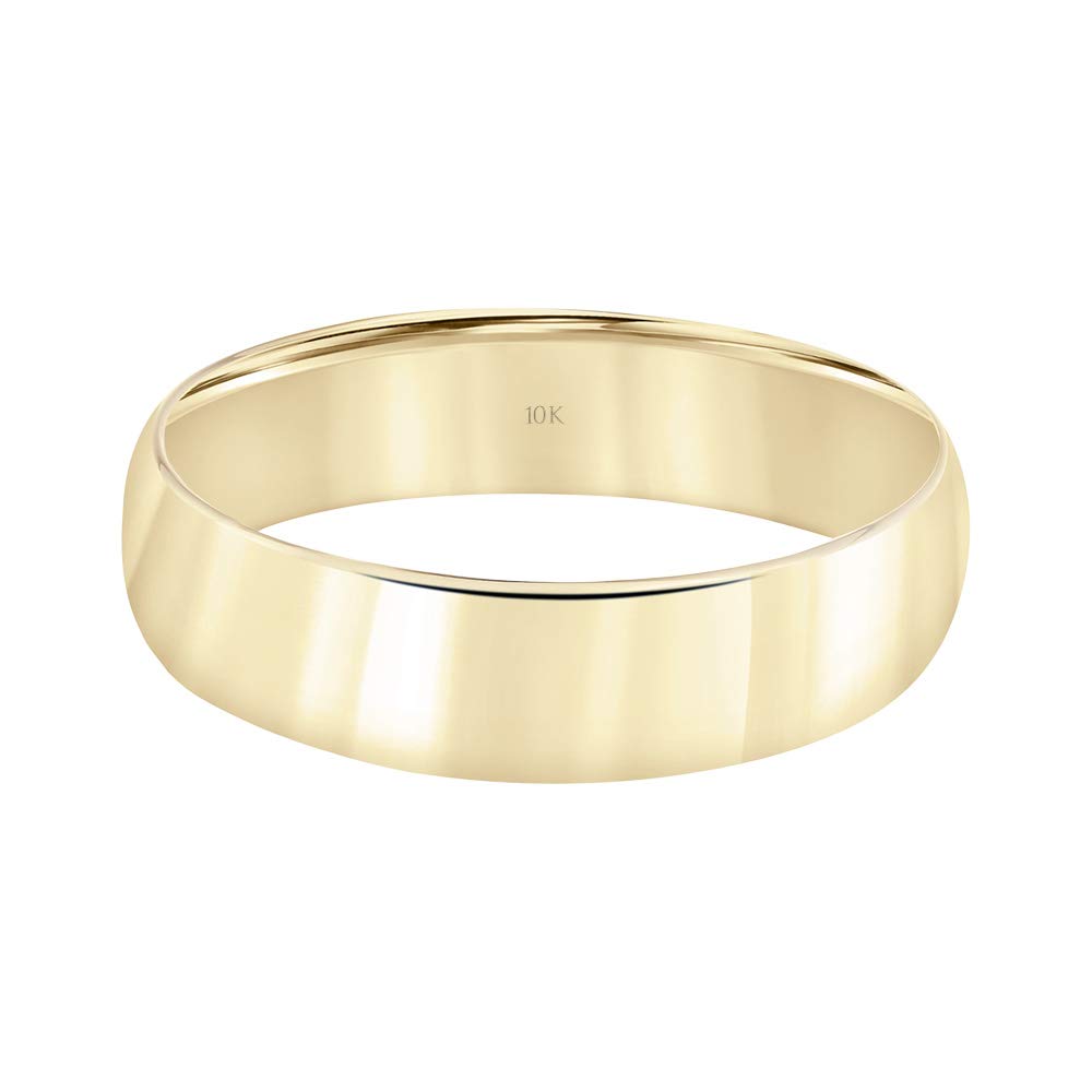 Brilliant Expressions 14K Yellow Gold Comfort Fit Signature Plain Classic Wedding Band, 6mm, Size 10