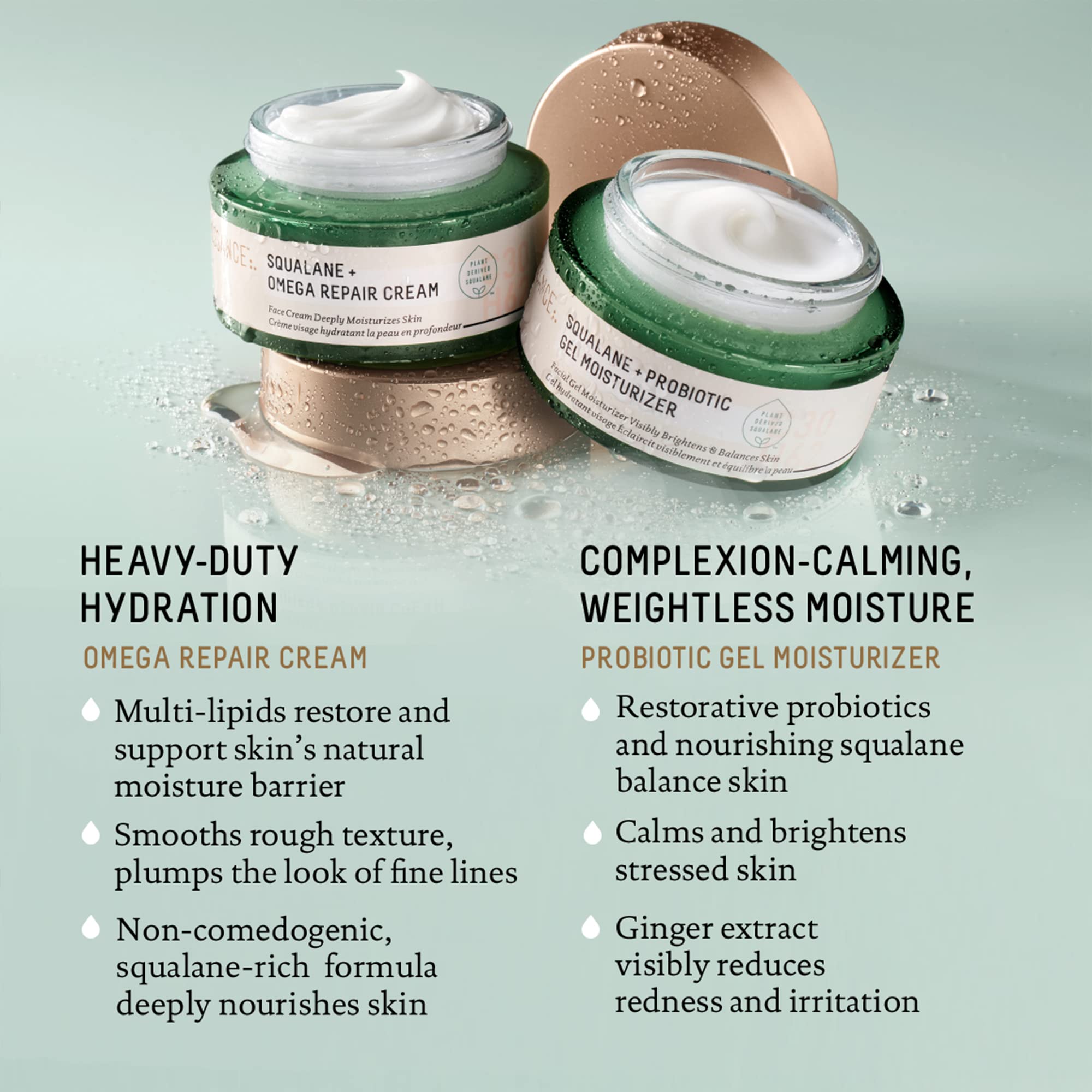 Biossance Squalane + Probiotic Gel Moisturizer. Extra Gentle Formula to Calm Skin with Redness or Rosacea, Reduce Pore Size Appearance and Restore Radiance (1.6 ounces)