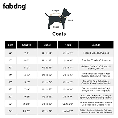 fabdog Dog Puffer Jacket - Chevron Dog Coats for All Breeds - Comfy & Durable Dog Jackets with Personality - Ideal Gifts - Clothes Fit Necks 12"| Black