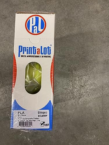 PRINTALOT PLA 3D Printer Filament, Dimensional Accuracy +/- 0.03 mm, 1 kg Spool, 1.75 mm Fluo Yellow