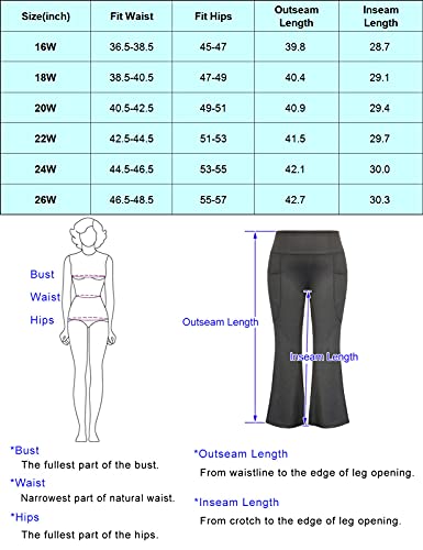Hanna Nikole Women's Plus Size Bootcut Yoga Pants with Pockets High Waist Tummy Control 24W Black