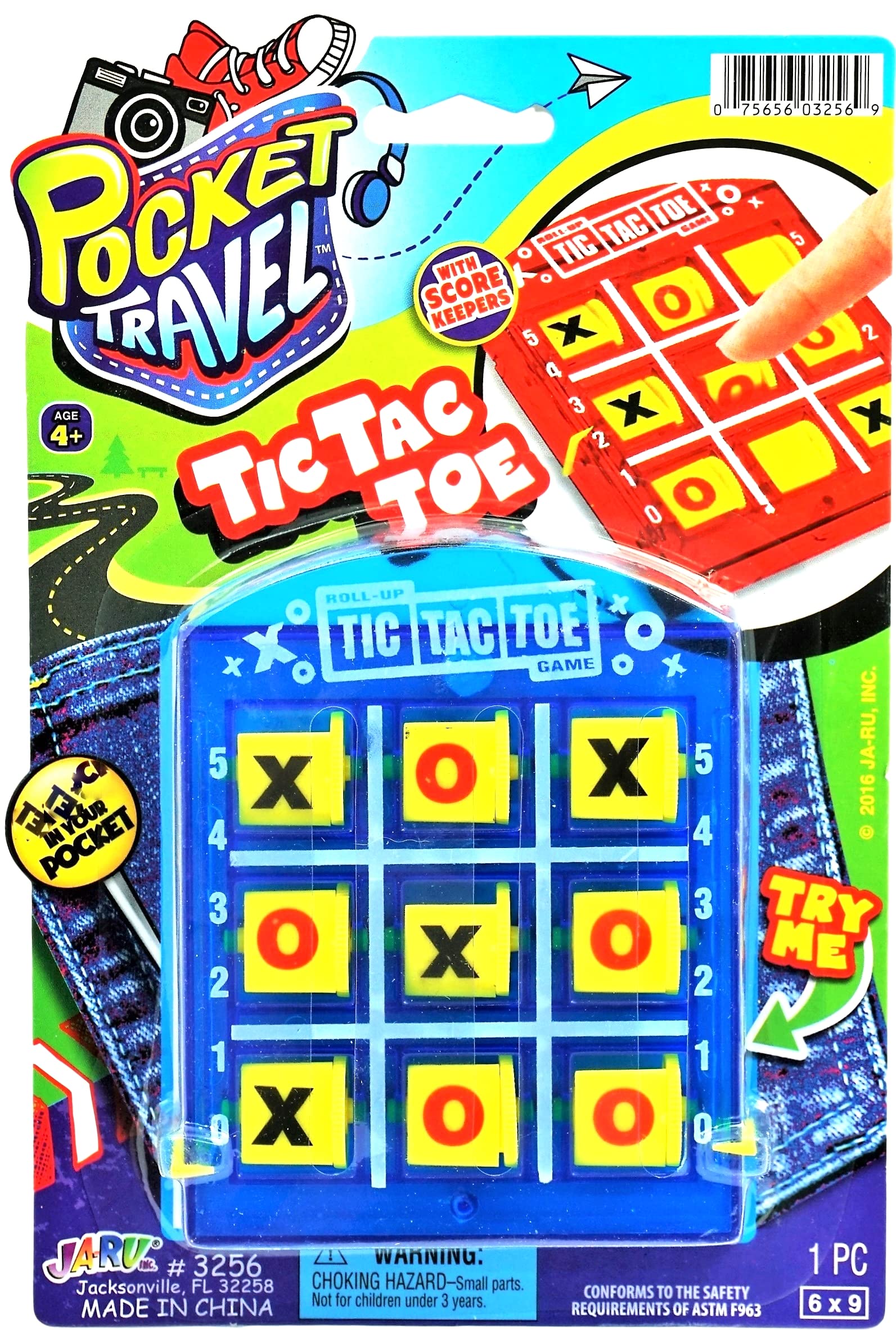 JA-RU Portable Tic Tac Toe (1 Pack) Classic Mini Board Games for Kids. Pocket Travel Size. Party Favor Birthday Stocking Stuffer. 3256-1