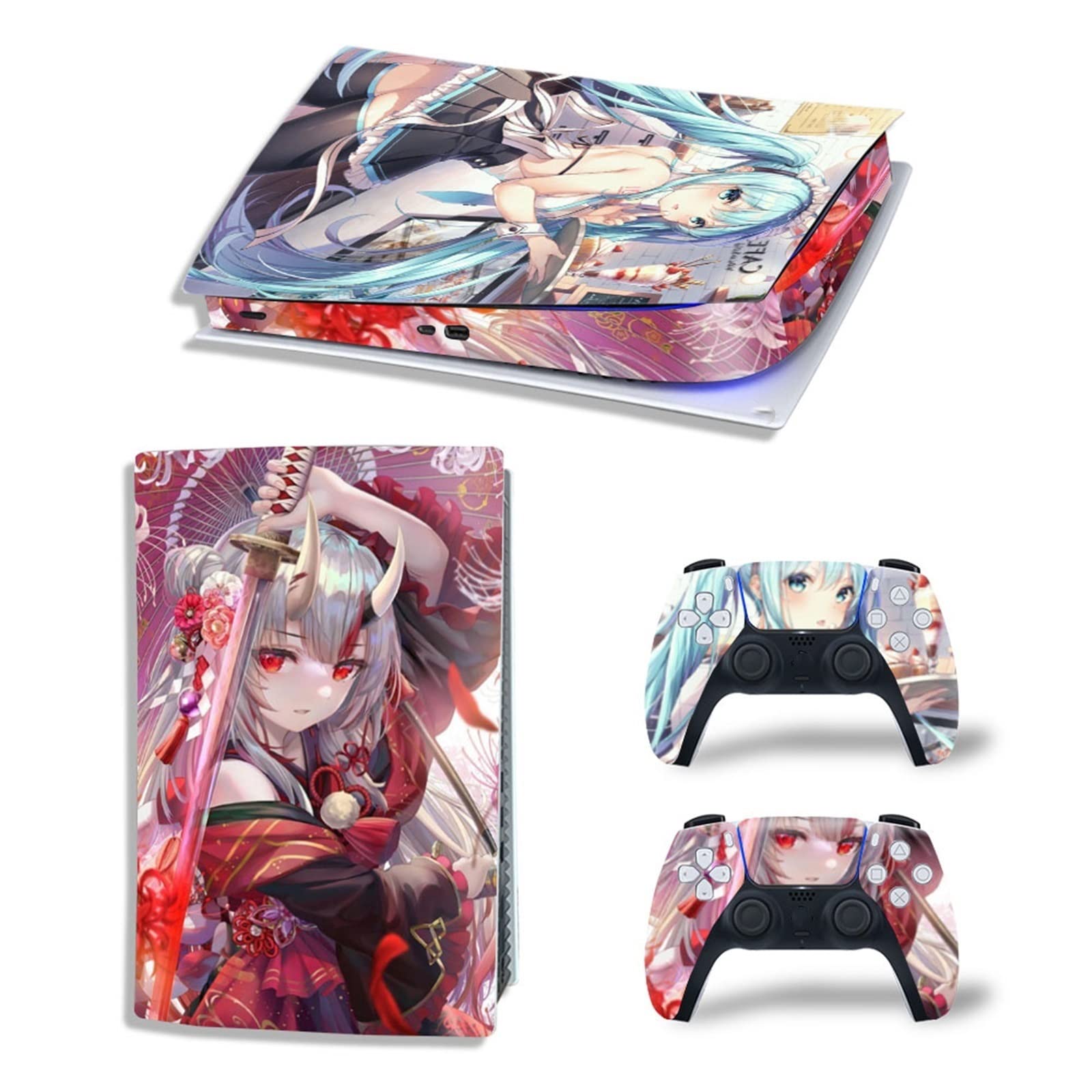 BUCEN Anime for PS5 Digital Edition Skin for Console and Controllers Vinyl Sticker Durable, Scratch Resistant, Compatible with for P-S5 48097 Anti Scratch