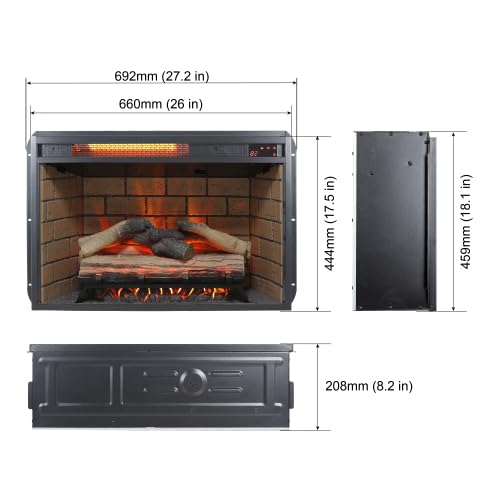 Electric Fireplace 60 Inch Electric Fireplace with Door Sensor Entertainment Center - Dark Country Oak