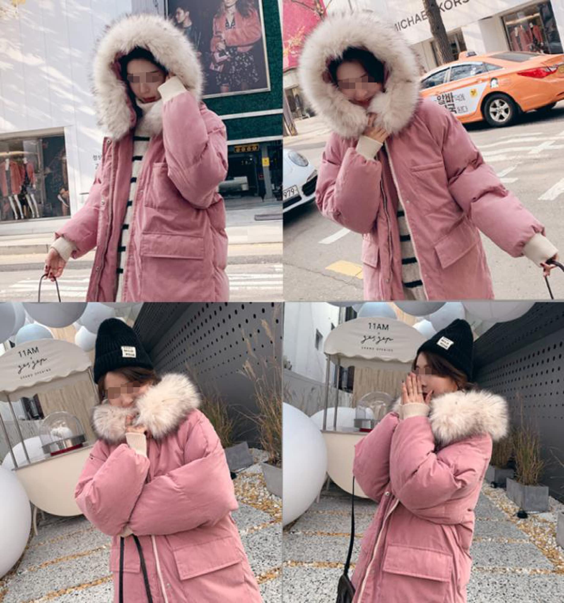 BLFYQB Female Cotton Corduroy Winter Nagymaros Collar in The Long Section Thicken Hooded Jacket Coat Students Soft and Comfortable/Pink/L