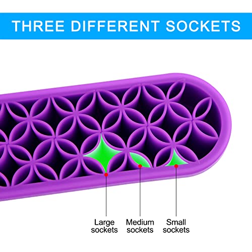 QUACOWW 2Pcs Purple Silicone Makeup Brush Holder Organizer Multifunctional Desktop Organizers Make Up Brush Storage Stand for Art Supplies Painting Pen Brushes Eyeliner Pencil and Craft Tools
