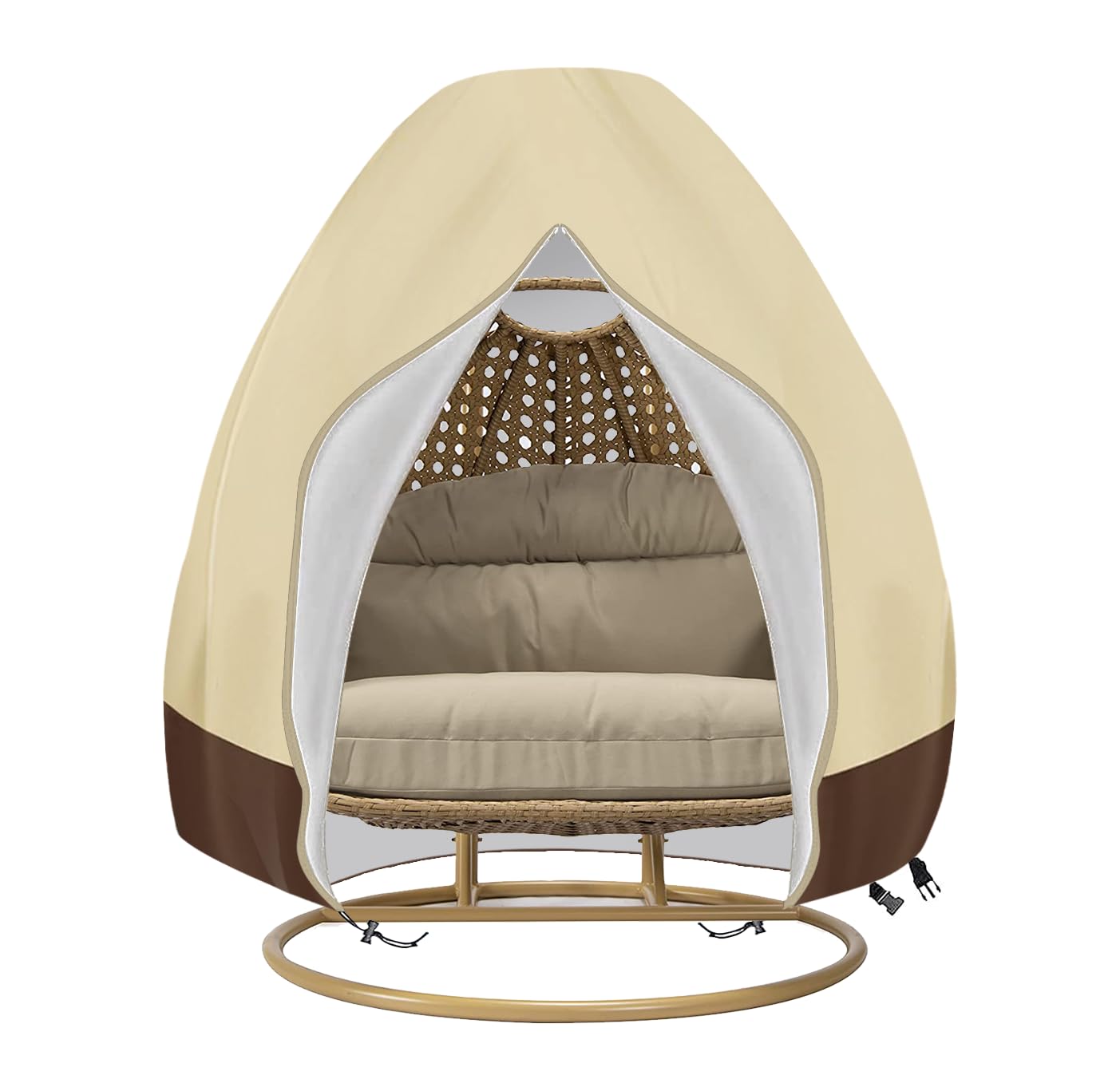 HEPOVER Egg Chair Cover Double - 91x87 Inch Patio Hanging Egg Chair Cover 420D Oxford Durable Waterproof Outdoor Chair Cover for Porch Wicker Egg Swing with Zipper