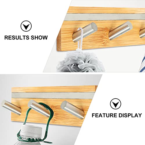 Bamboo Hook Wooden Bathroom Towel Coat Hooks Bathroom Towel Rail Rack Adhesive Rail Rack Hook Wall Mounted Wall Coat Rail Rack Hook Aisle Toilet Stainless Steel