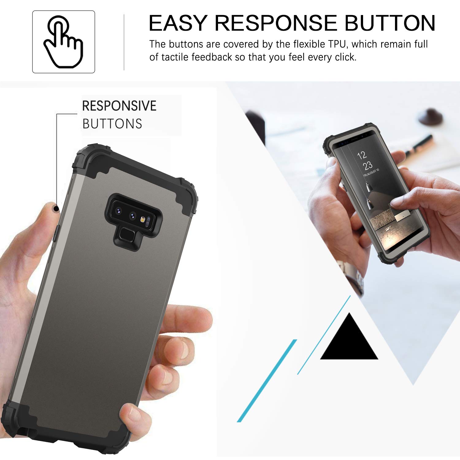BENTOBEN Galaxy Note 9 Case, Phone Case Samsung Note 9, 3 in 1 Heavy Duty Hybrid Hard PC Soft Silicone Bumper Shockproof Anti Slip Protective Boys Men Cover for Galaxy Note 9 (2018 Release), Gunmetal