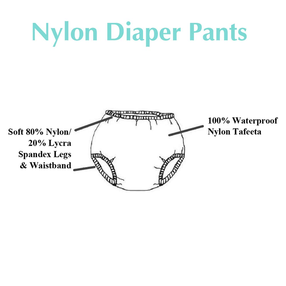 Dappi 12 Pairs Waterproof 100% Nylon Diaper Pants, White, Large