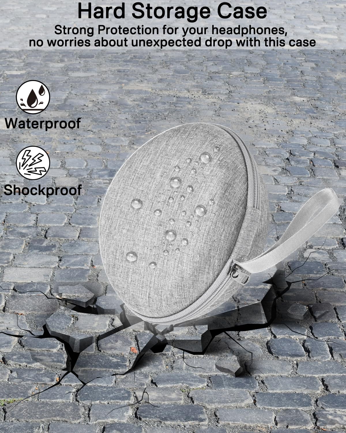 Hard Travel Carrying Case Compatible with Skullcandy Crusher Over-Ear Headphones. (Case Only, Not Include The Device)-Gray(Gray Lining)
