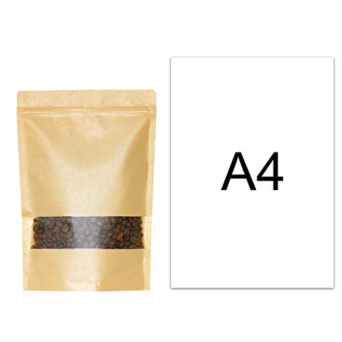 SumDirect Kraft Zip Lock Stand Up Bags Pouches with Notch and Matte Window,7X10 Inches,9.5oz,Pack of 50