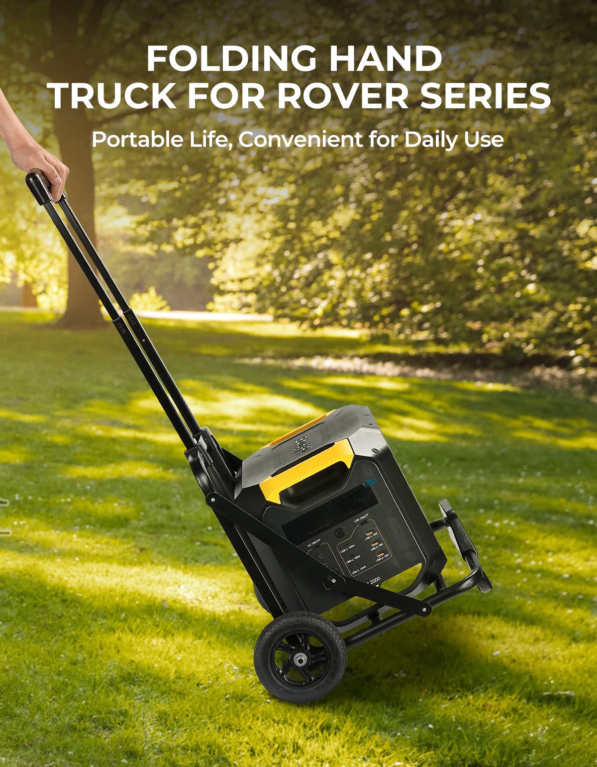 BougeRV Folding Hand Truck for Power Station,with Casters Foldable Lightweight Silent Compact Load-Resistant Trolley Car for Travel, Camping, Moving