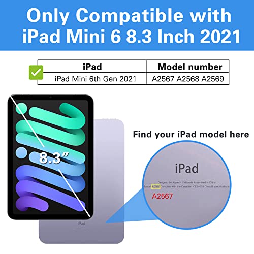 ProCase iPad Mini 6 Case 2021 8.3 Inch iPad Mini 6th Generation Cases, Slim Stand Trifold Smart Cover for 2021 iPad Mini 6th Gen 8.3” Model A2567 A2568 A2569 -Purple