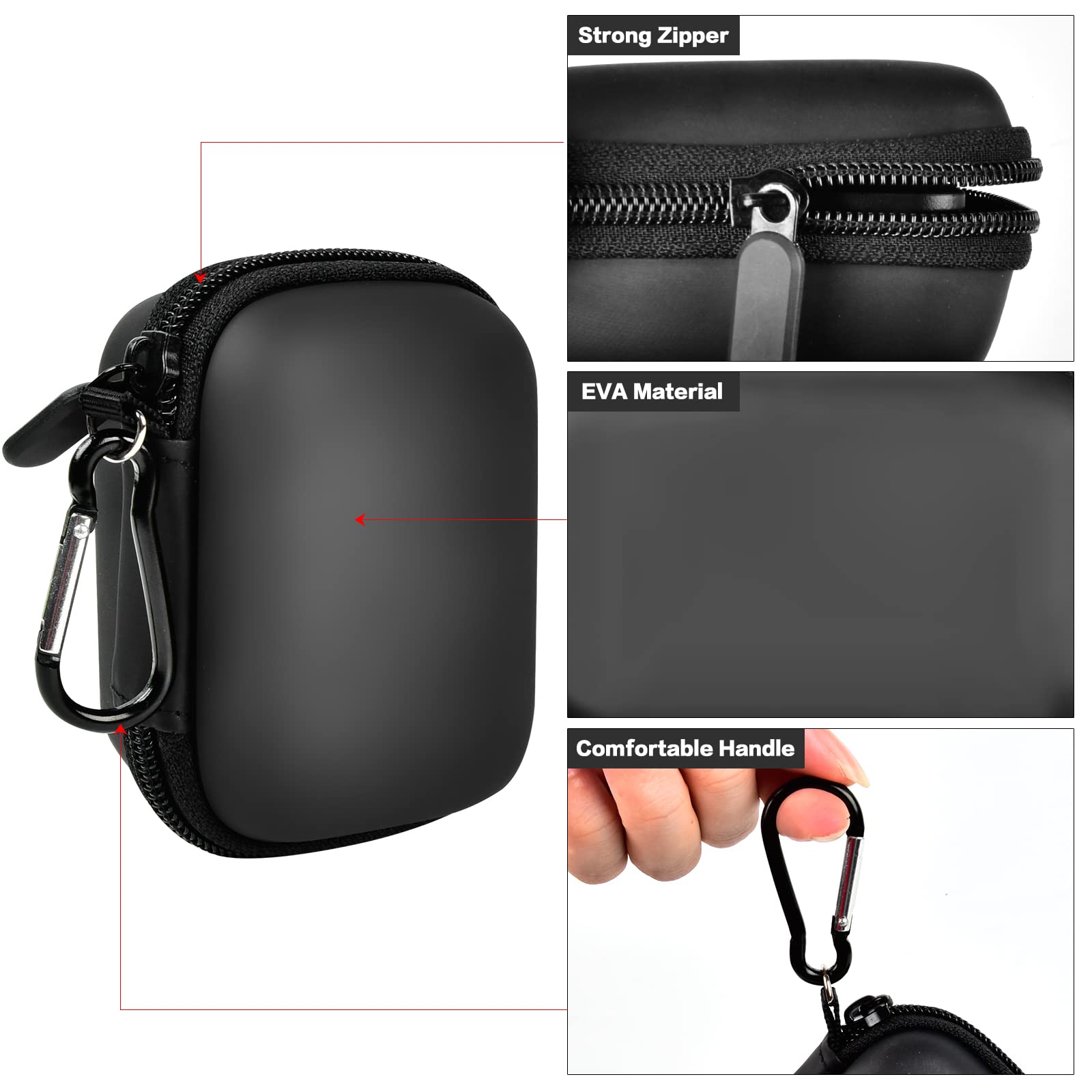 Casmilee Wireless Lavalier Microphone Case for MAYBESTA Professional Microphone, Bluetooth, USB, Waterproof, Scratch Resistant, Carabiner Design, 4x2.8x2.25 Inches