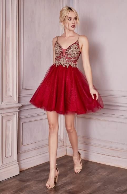 Cinderella Divine CD0190 Short A-LINE Cocktail Dress - Burgundy (XL)