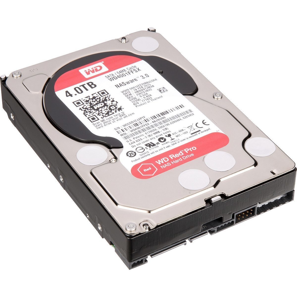 WD Red Pro 4TB NAS Hard Disk Drive - 7200 RPM SATA 6 Gb/s 64MB Cache 3.5 Inch - WD4001FFSX