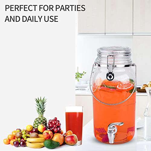 Eleganttime 1 Gallon Glass Drink Dispensers for Parties,2 Pack Beverage Dispenser With Spigot,Laundry Detergent Dispenser Punch Bowls Juice Water Dispenser for Parties