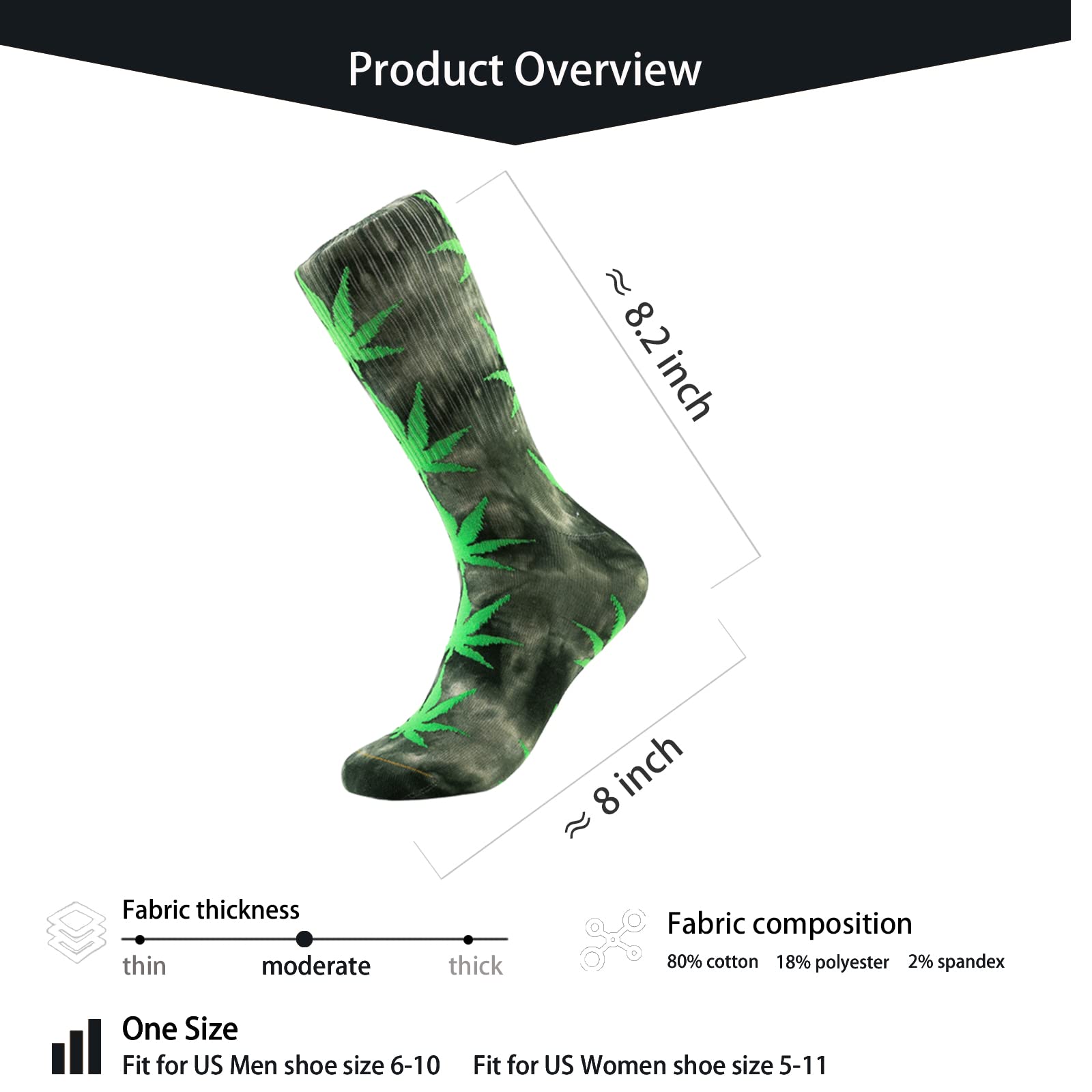 CAPER 5 Pairs Tie Dye Long Socks, Crazy Pattern Design High Crew Hip-hop Socks Gifts, Unisex…