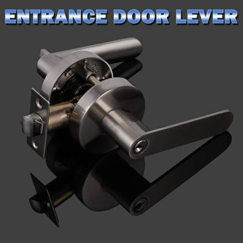 Knobonly Keyed Alike/Combo Keys Entry Door Knobs Lock Set, Modern Heavy Duty Front/Commercial Door Handleset, Satin Nickel Stainless Steel Doorknob Handle 4 Pack