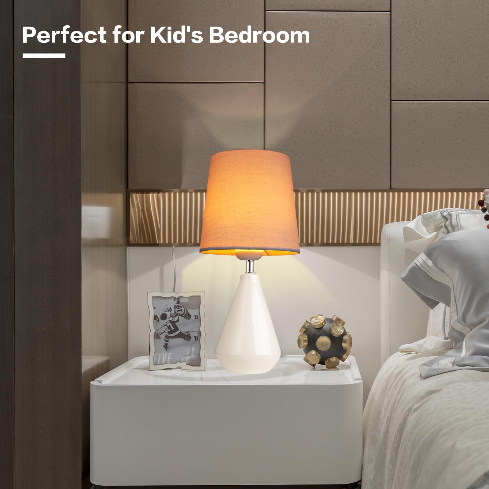 bdayanx Small Bedside Table Lamp for Bedroom - Reading Desk Lamp with 3 Way Dimmable Touch Control,12" Nightstand Ceramic Lamp with Fabric Shade for Kids Room,Living Room,Dorm,Home Office Green