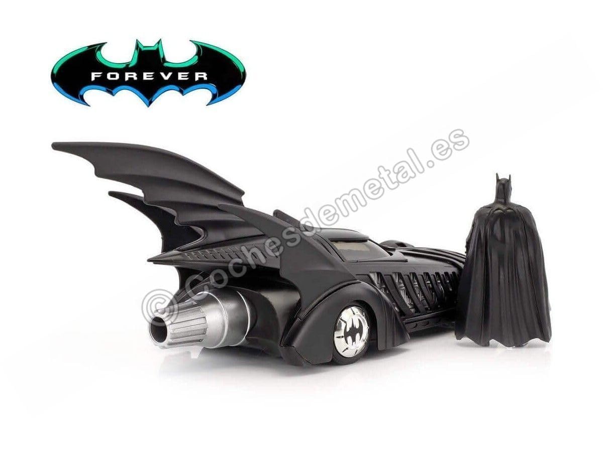 Jada Toys DC Comics Batman Forever Batmobile & Batman Figure 1:24 Die - Cast Vehicle with Figure Matte Black