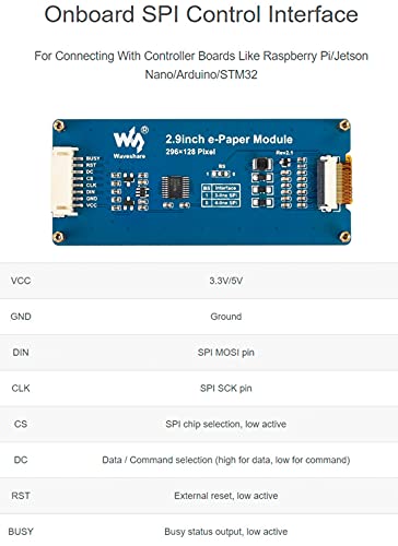 Bicool 2.9inch e-Pape Display Module 296x128 E-Ink Screen for Raspberry Pi 4B/3B+/3B/2B/Zero/Zero W/Zero WH and Jetson Nano,Compatible with Arduino/STM32 Red Black White Three Color SPI Interface