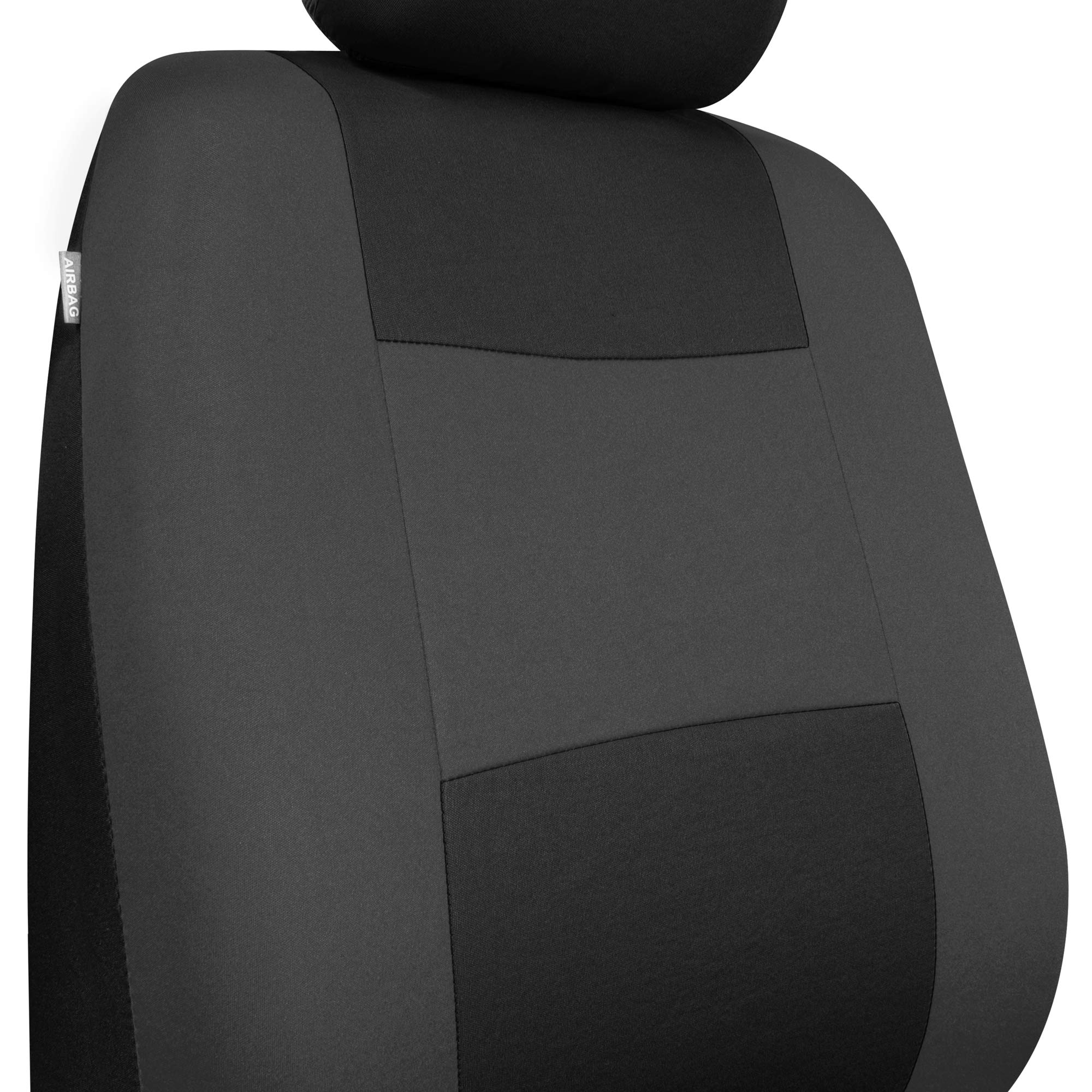 BDK PolyPro Car Seat Covers Full Set in Reverse Charcoal β Front and Rear Split Bench Seat Covers for Cars, Easy to Install, Accessories for Auto Trucks Van SUV