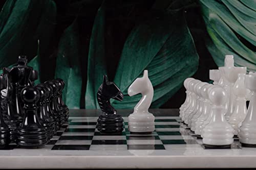 RADICALn 15 Inches Handmade White and Black Weighted Full Chess Game Set - Staunton and Ambassador Style Marble Tournament Chess Sets for Adults
