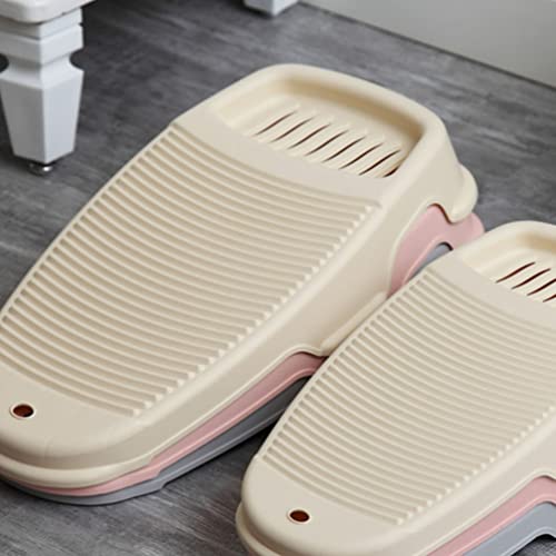 DOITOOL Small Wash Basin Plastic Washboard Hand Washing Board: Non Slip Underwear Wash Board Khaki Hand Washing Clothes Tool for Manual Clothing Laundry Cleaning Tool Hand Underwear Washboard