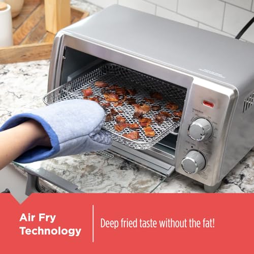 BLACK+DECKER 4-Slice Crisp 'N Bake Air Fry Toaster Oven, TO1787SS, 5 Cooking Functions, 30 Minute Timer, Stainless Steel