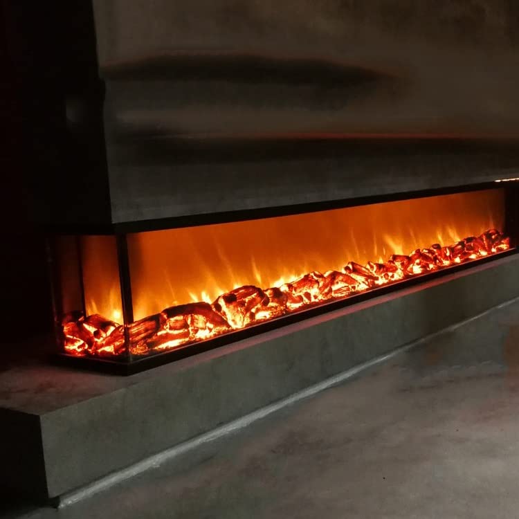 Fireplace Grate Electric Fireplace, Recessed Electric Fireplace with Realistic Fire Effects, Decorative Electric Fireplace, Touch Control Panel, Remote Control, Black Fireplaces for Living Room ( Colo