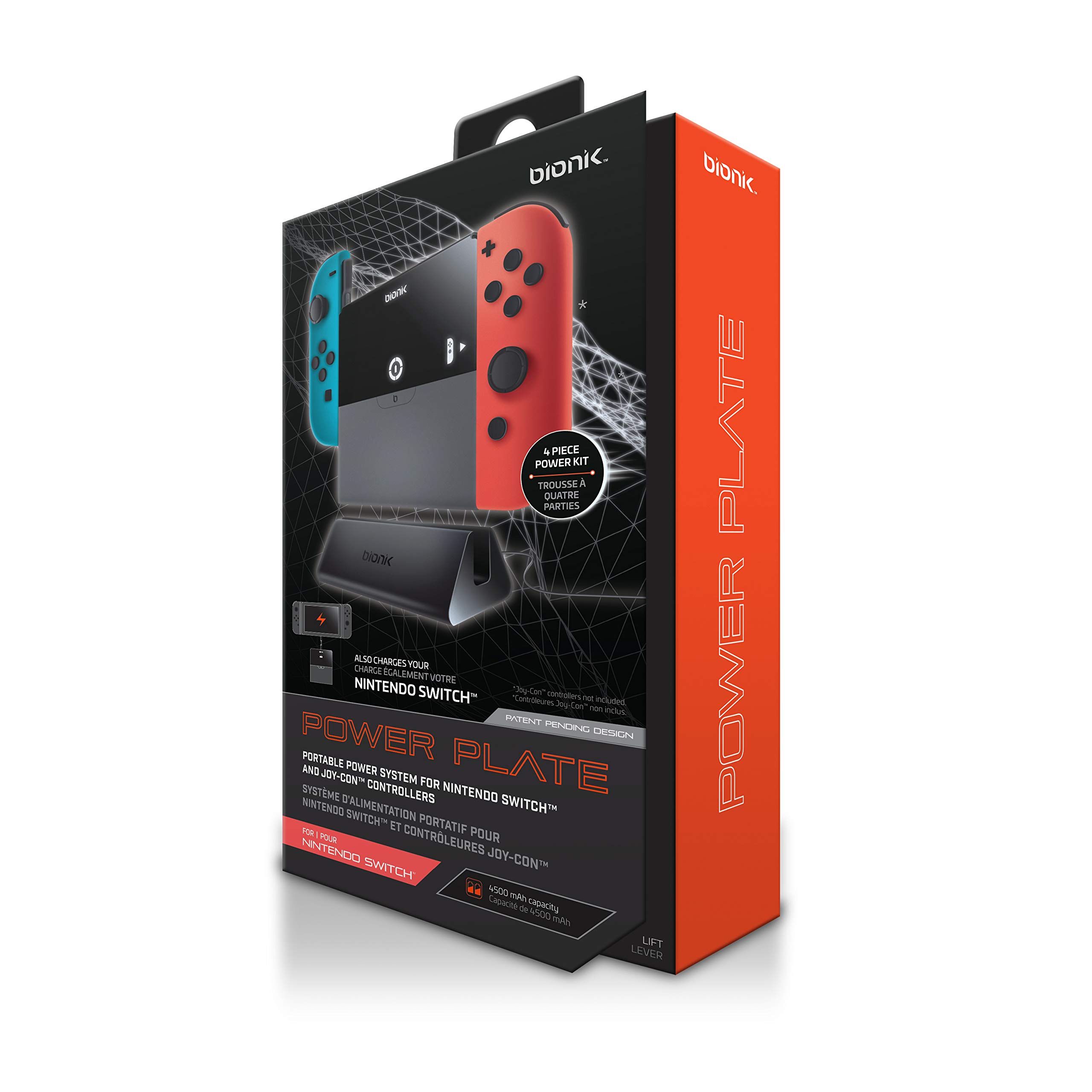 Bionik Power Plate Charging Grip: Compatible with Nintendo Switch, Slim 5500 mAh Battery Pack, Recharge Switch or 2 Joy Cons, Charging Dock, Carrying Bag, USB C Adapter