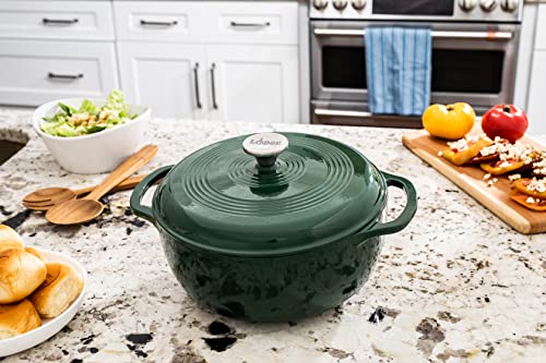 Lodge Enameled Cast Iron Dutch Oven, 6 Qt, Evergreen & Enameled Cast Iron & Ceramic Stoneware Care Kit