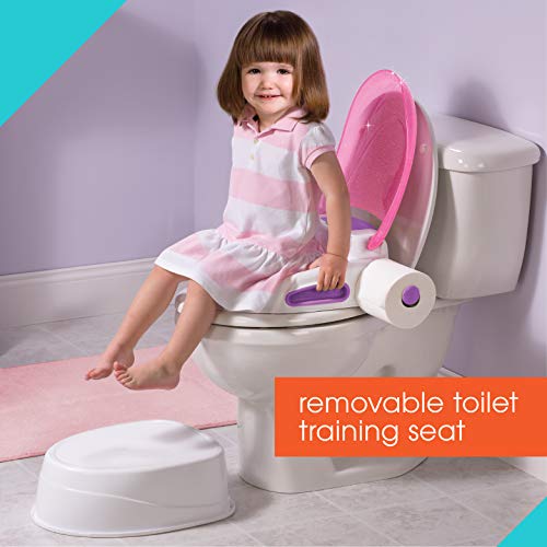 Summer Step by Step Potty, Pink - 3-in-1 Potty Training Toilet - Features Contoured Seat, Flushable Wipes Holder and Toilet Tissue Dispenser, 13x9.5x15.5 Inch (Pack of 1)