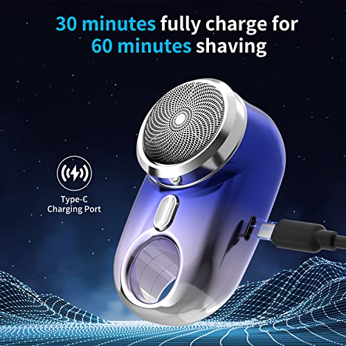 Electric Razor for Men, IEVEI 2023 Upgrade Mini Portable Electric Shaver Wet and Dry Mens Razor USB Rechargeable, Easy One-Button Use for Home, Car, Travel (Blue)