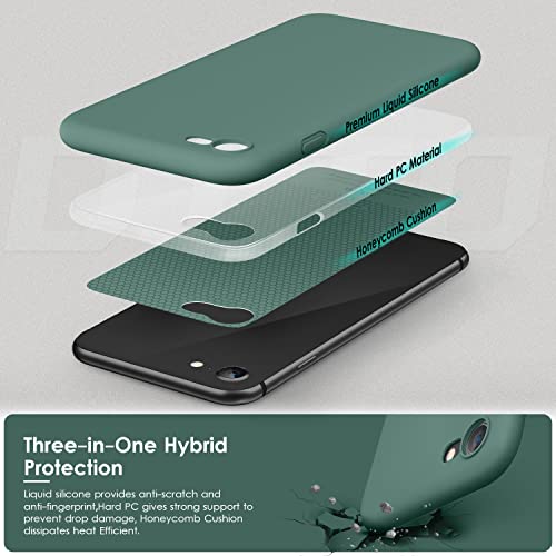 DTTOCASE for iPhone SE Case 2022/2020, iPhone 8 Case, iPhone 7 Case, Liquid Silicone Phone Case for iPhone SE 8 7 4.7 Inch, Colorful Silky-Soft Protective Cover for Girls Boys,and Women,Midnight Green