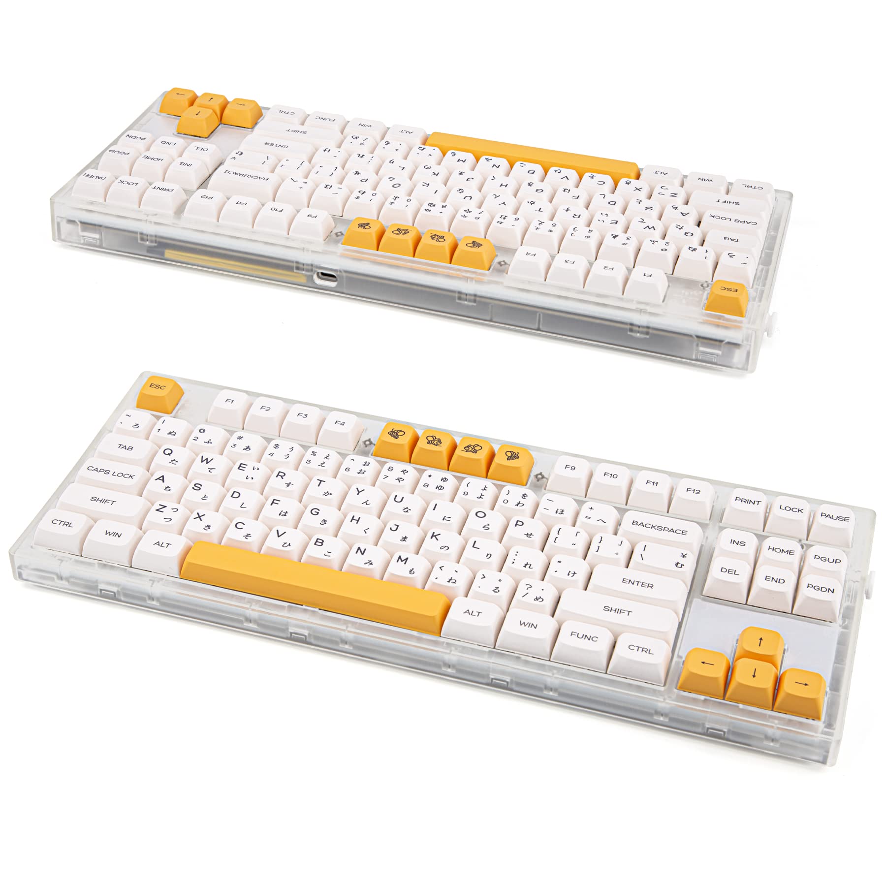 BowJian Japanese Keycaps - PBT Keycaps - XDA Profile 140 Keys Keycaps - ANSI Layout - Milk & Bee Theme Keycaps for Gateron Kailh Cherry MX Switches Mechanical Gaming Keyboards (Milk & Bee)
